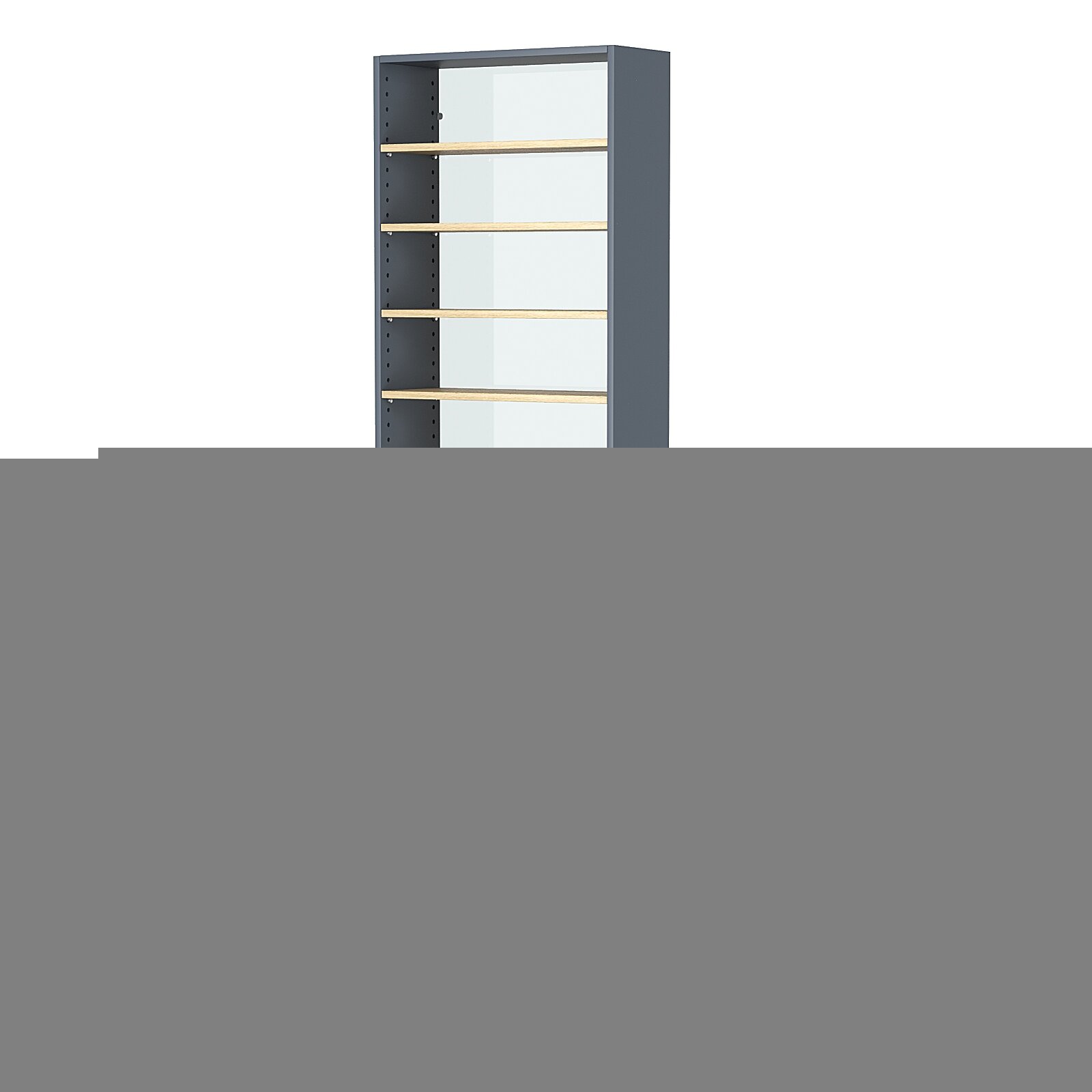 Стеллаж из ДСП с 8-ю полками 250x600 мм серии LEVEL-8 №4-1 (З/C - стекло), Темно-серый + Крем Вайс