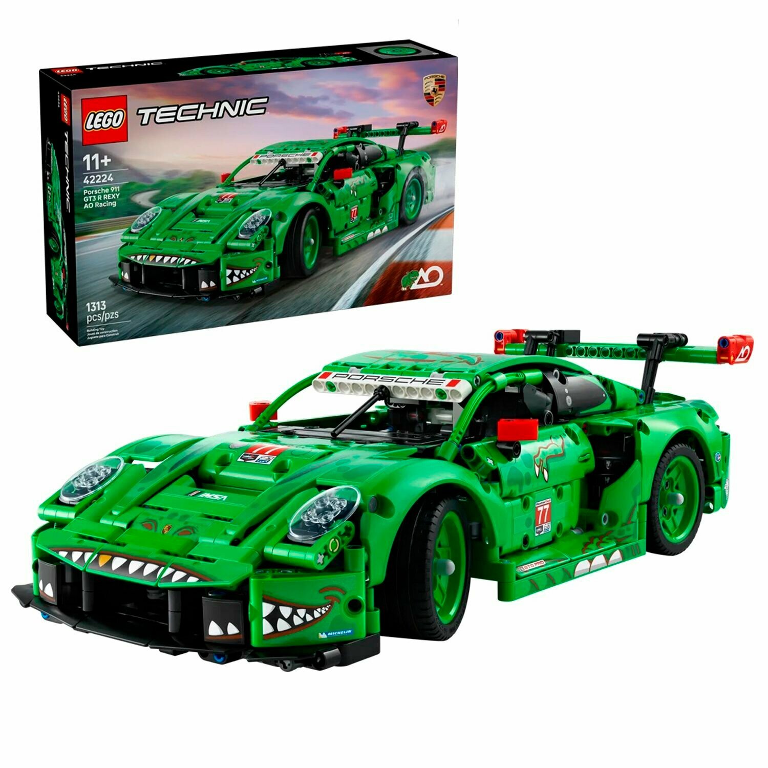 Конструктор LEGO Technic Гоночный автомобиль Porsche 911 GT3 R AO Rexy, 1313 деталей, возраст 11+, 42224