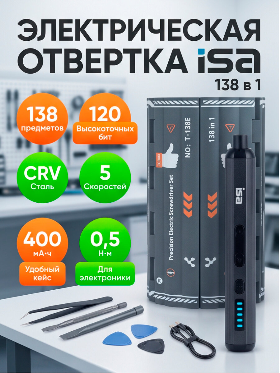 Электрическая отвертка для точных работ набор 138 в 1