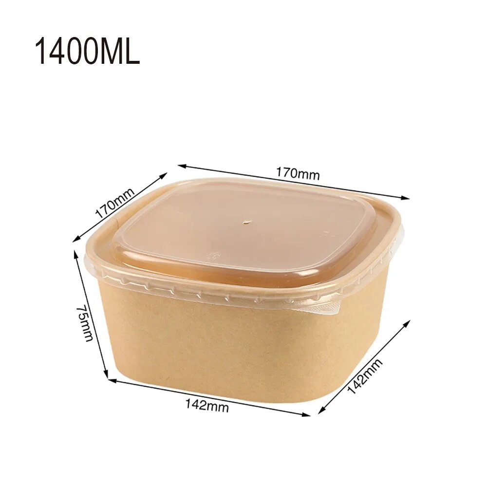 Одноразовые ланч-боксы из крафт-бумаги 10 шт. 1400ML