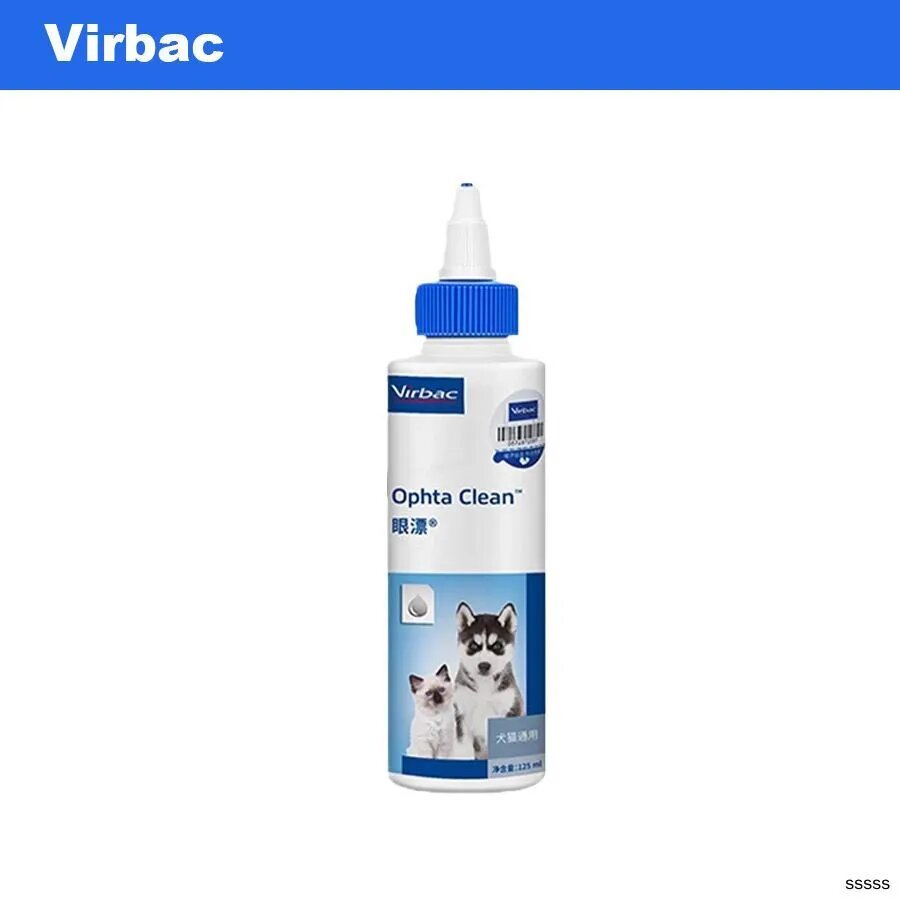 Лосьон для очистки глаз собак и кошек Virbac, 125 мл удаляет слезные дорожки, корки и выделения, увлажняет и освежает глаза