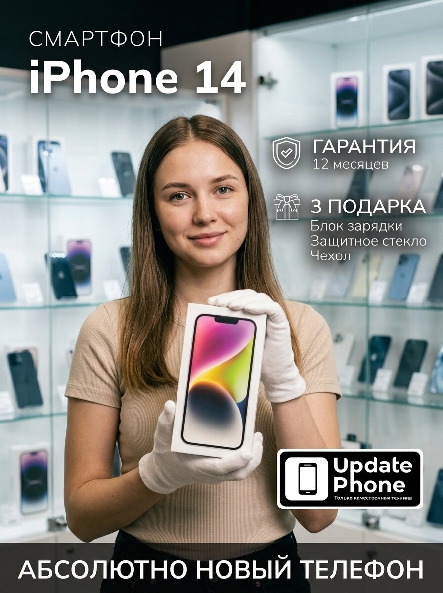 Смартфон Apple IPhone 14 256Gb White Сияющая звезда Dual: nano SIM, NEW