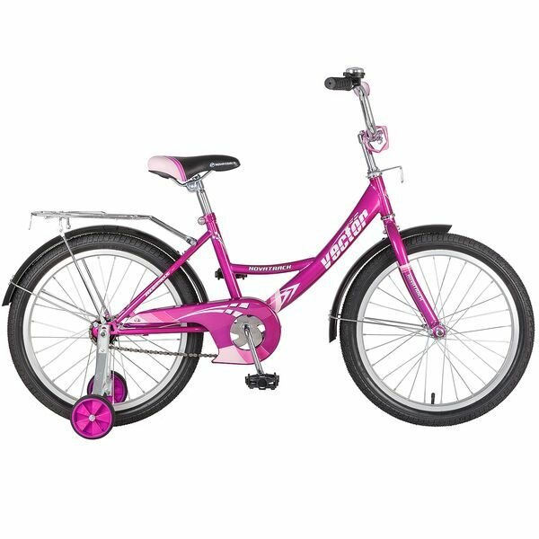Велосипед NOVATRACK 20", Vector, фиолетовый, тормоз нож, крылья цвет, багажник хром