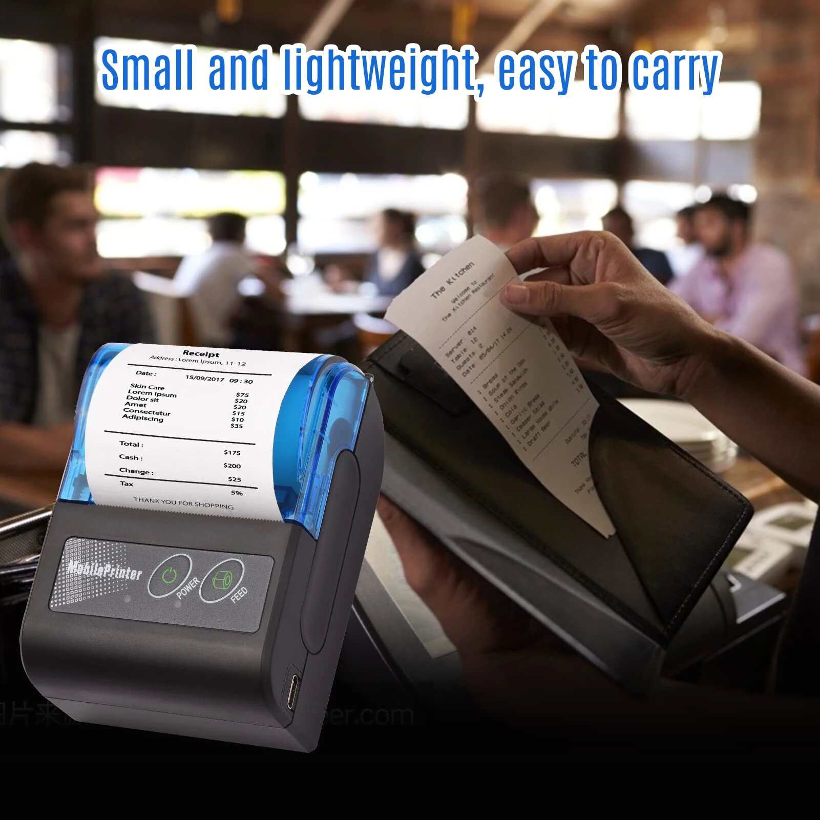 GOOJPRT Мини Bluetooth Термопринтер для чеков EU Plug, Printer Set — фото 1