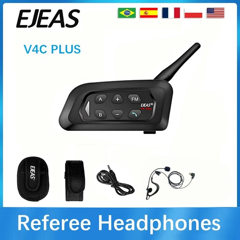 Bluetooth-гарнитура для футбольного судьи, 1500 м, 4 пользователя