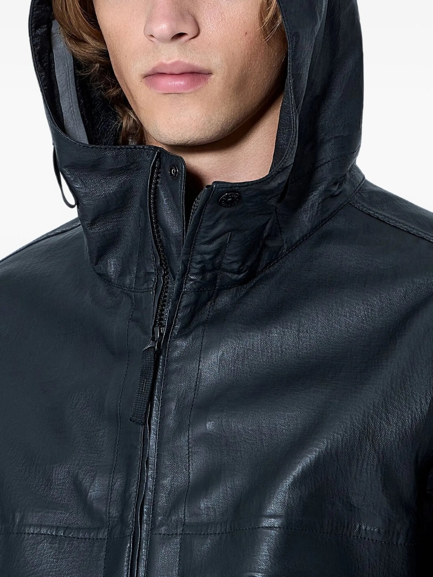 Куртка Stone Island Hooded leather jacket, размер XL — фото 1