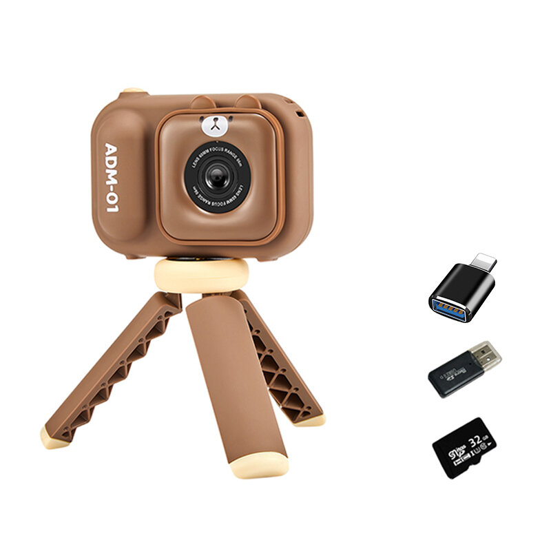 Фотоаппарат детский MUYKUY, brown bear camera, с картридером, с картой памяти, с OTG адаптером