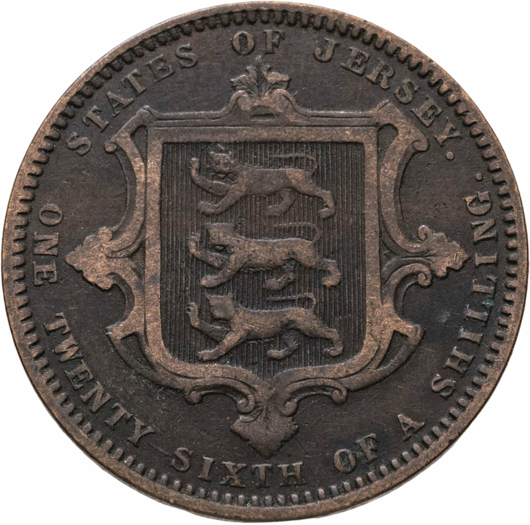 Джерси 1/26 шиллинга schilling 1871, Бронза, в сохранности VF-XF