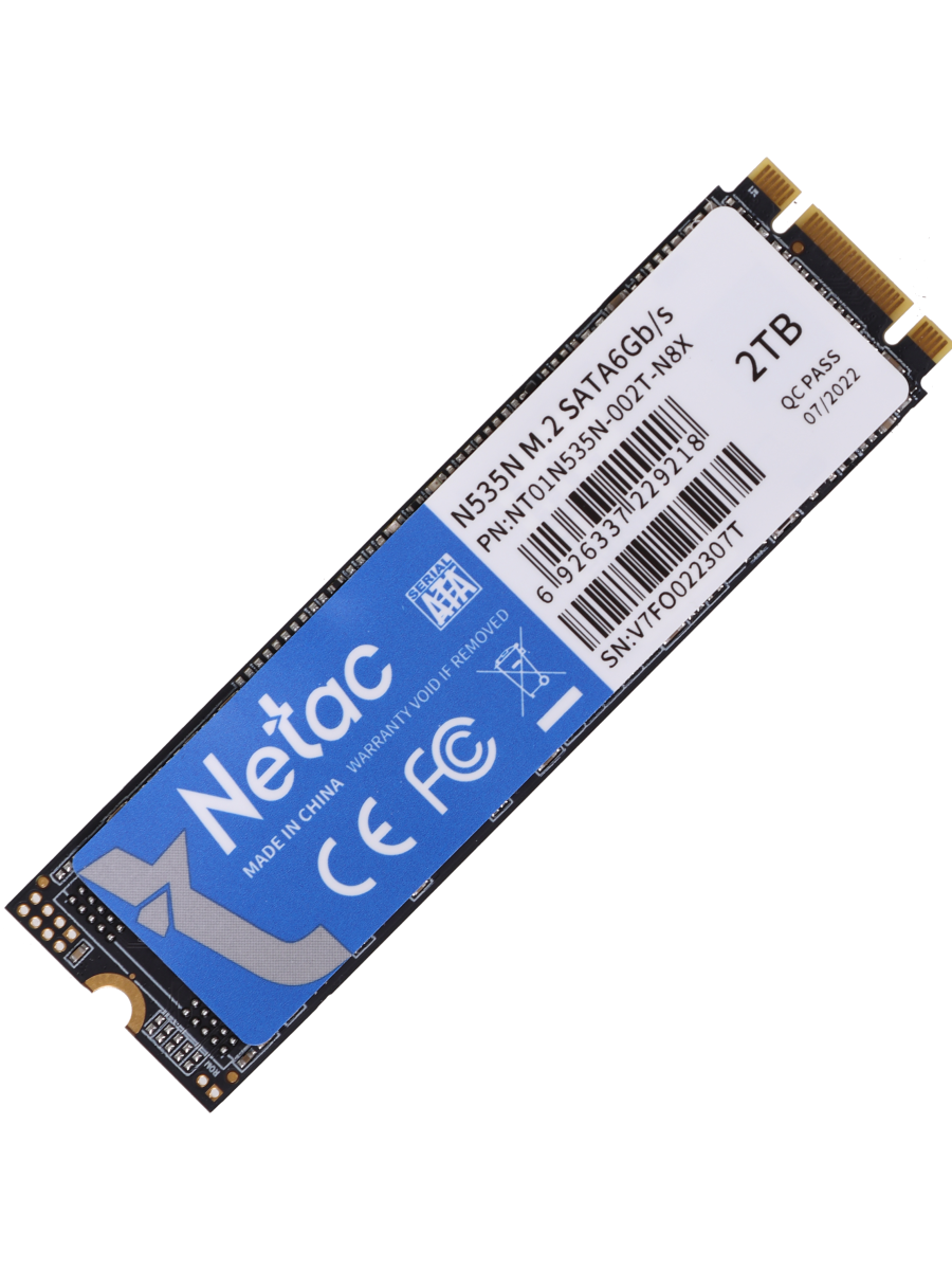 Накопитель SSD Netac N535N NT01N535N-002T-N8X 2 ТБ, M.2 2280, SATA III, M.2 545 МБ/с
