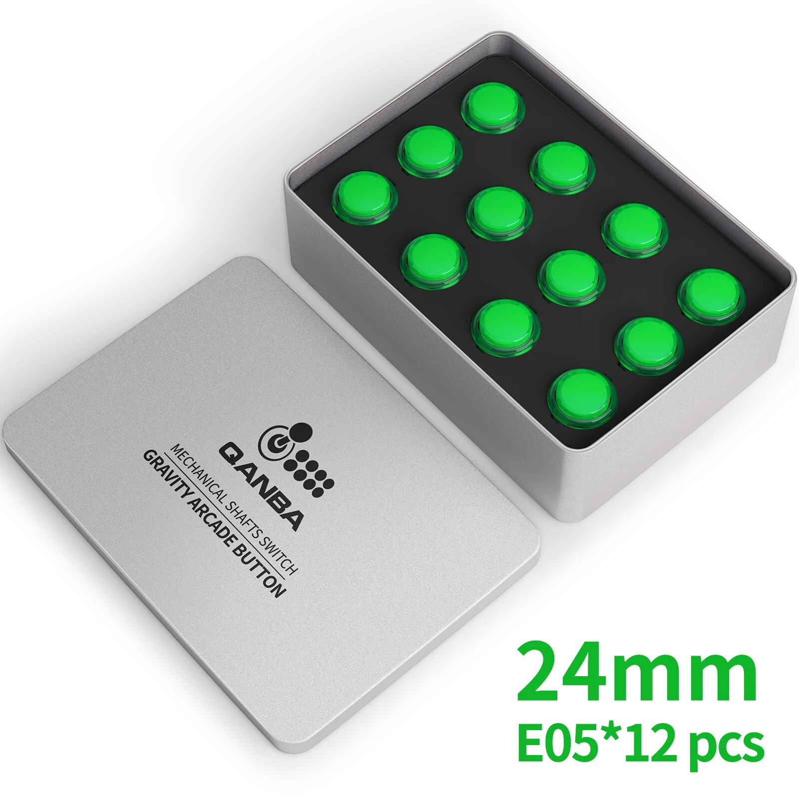 Qanba кнопки аркадные зеленые Clear Green E05 12 шт