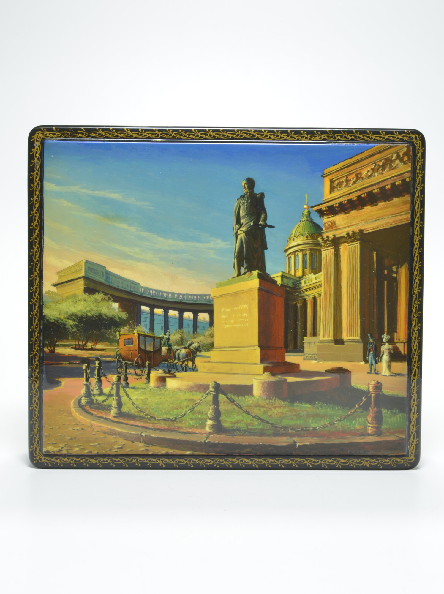 Шкатулка "Невский променад", Папье-маше. Ручная роспись.15*13*4 см