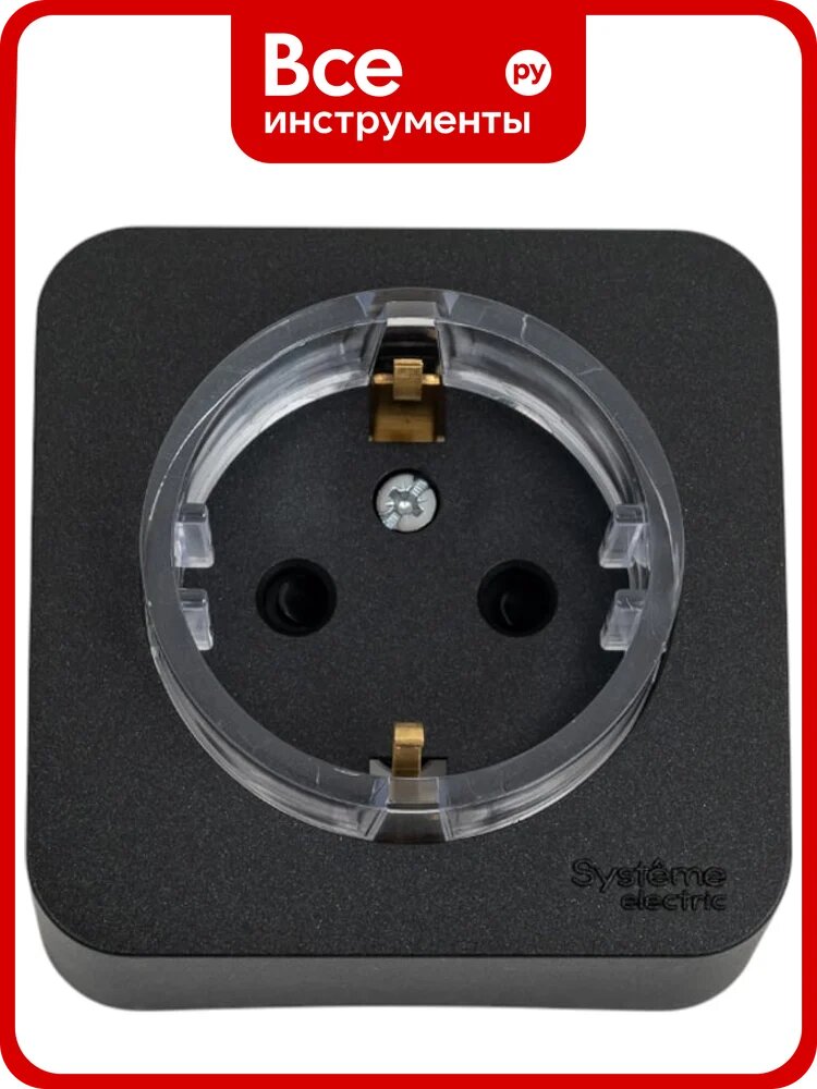 Розетка Systeme Electric Blanca о/у, с заземлением, со шторками, (компакт) изол. пл, 16а, 250в, антрацит BLNRA111116