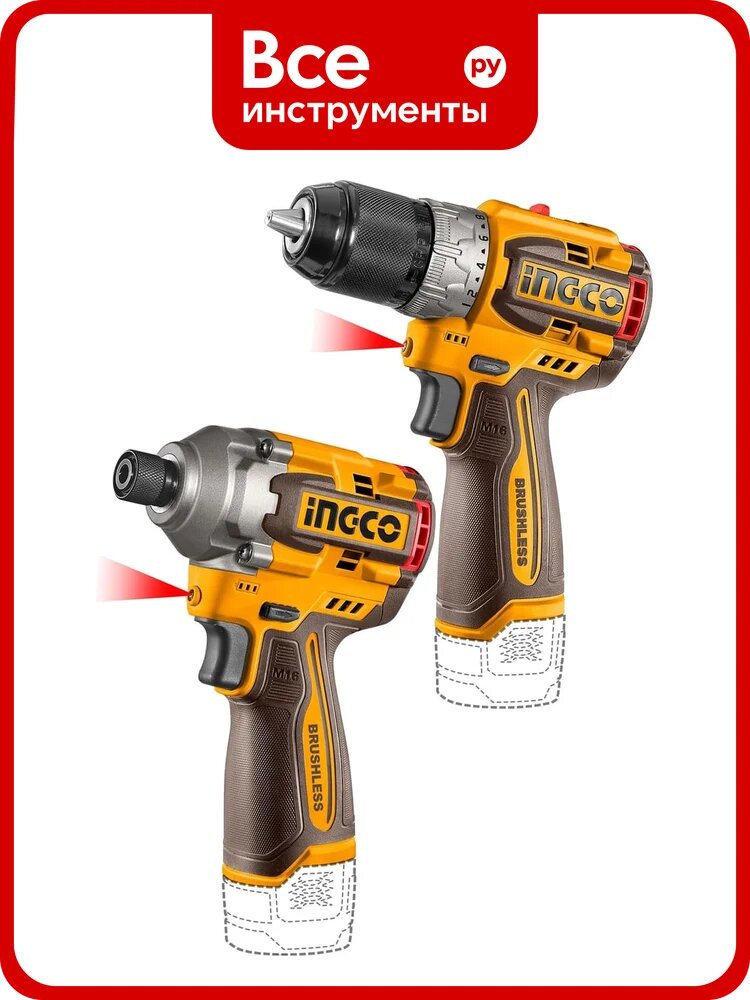 Набор INGCO 16В BL винтоверт 170Нм и шуруповерт 60Нм INDUSTRIAL COSLI240968