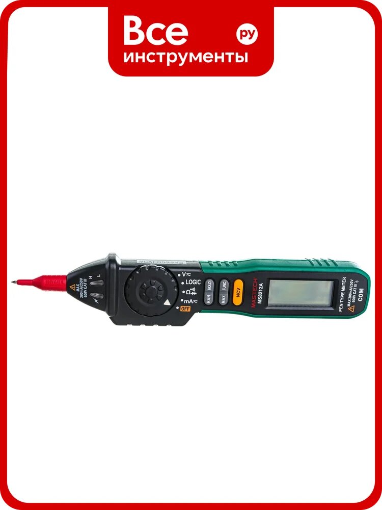 Цифровой мультиметр-ручка Mastech MS8212A, 5 В, для измерения постоянного