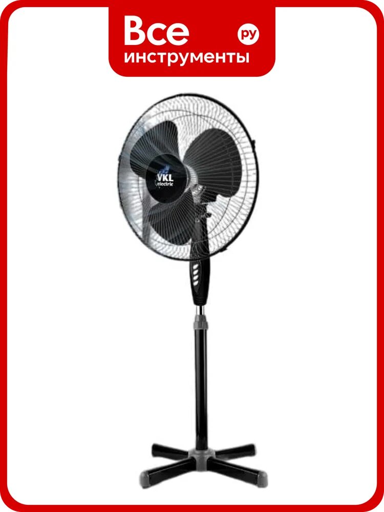 Вентилятор напольный VKL electric VGF-02-RC Black 40 Вт с пультом и таймером 3 режима чёрный