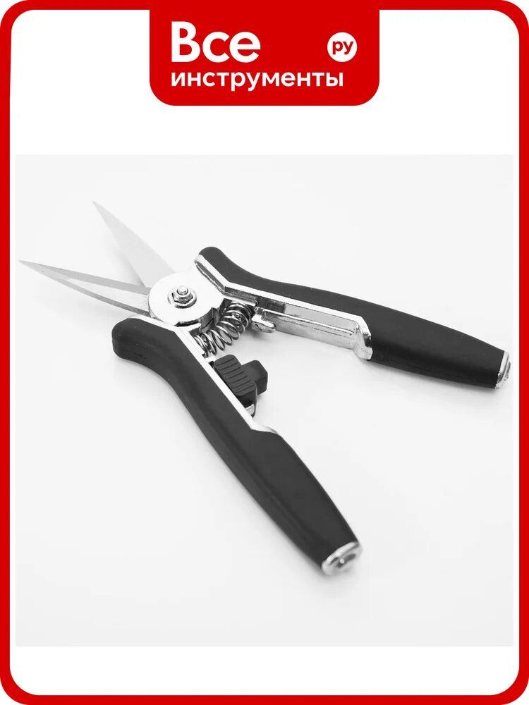 Цветочный секатор POLYAGRO SILVER COMPACT 7592130 плоскостной с фиксатором, пружинным приводом и покрытием рукояток