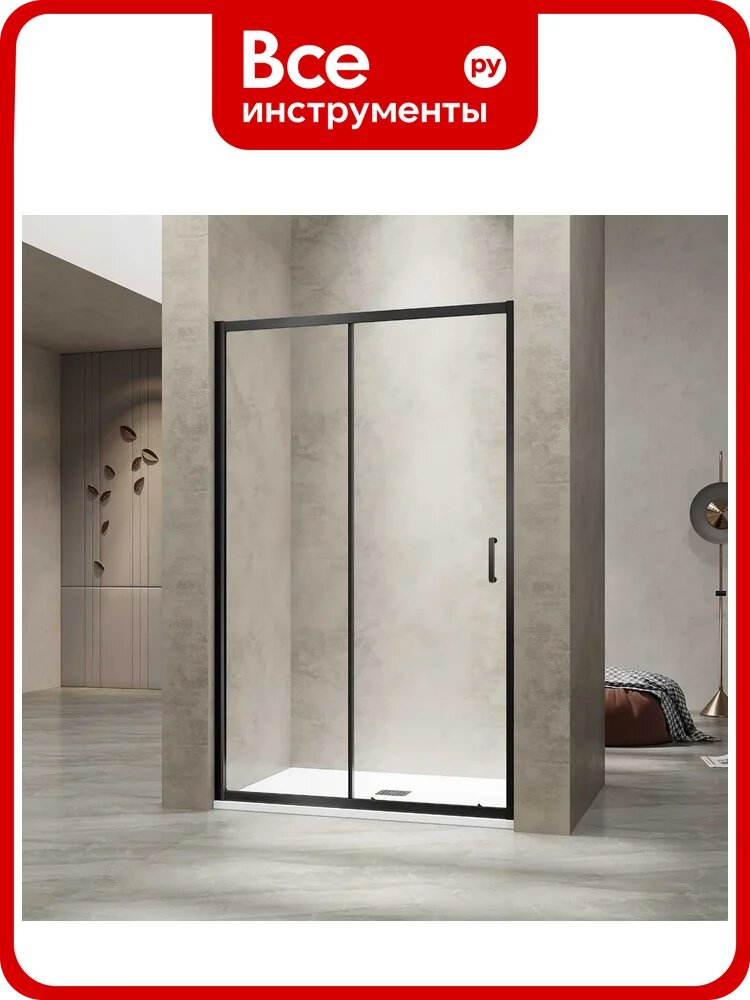 Душевая дверь RGW 140*195 PA-114-B черный, прозрачное стекло 6 мм, EasyClean 030811414-14