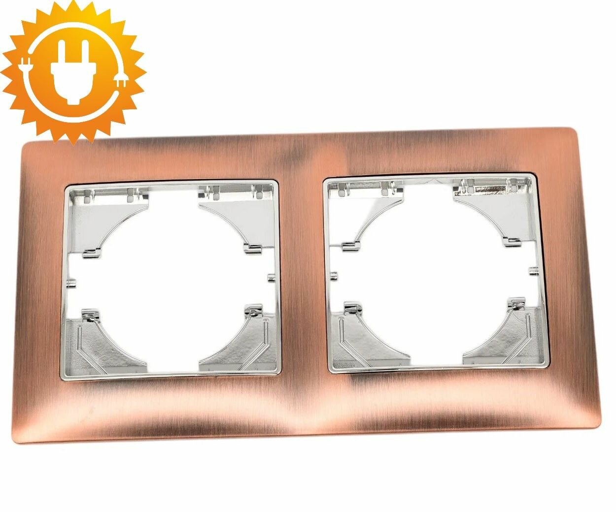 Рамка GUSI ELECTRIC BRAVO 2-местная цинк цвет бронза С1020-038