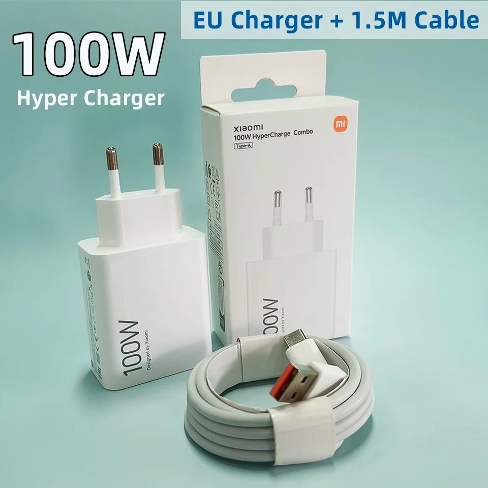 Оригинальное Быстрое Зарядное Устройство XIAOMI 100W Mi 17 Ultra 15T Poco F8 M8 EU Add 1.5M Cable