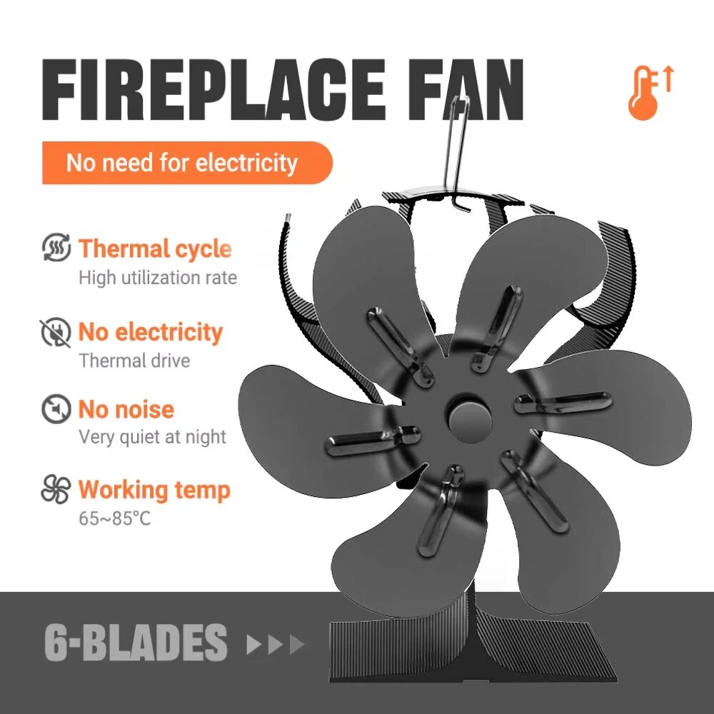 Тепловентилятор для печи 6-лопастной, Цвет: Stove Fan — фото 1