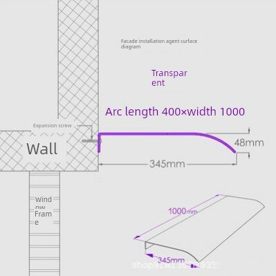 Прозрачный дождезащитный навес для стены 40x100 см, боковая установка для сада и наружных стен