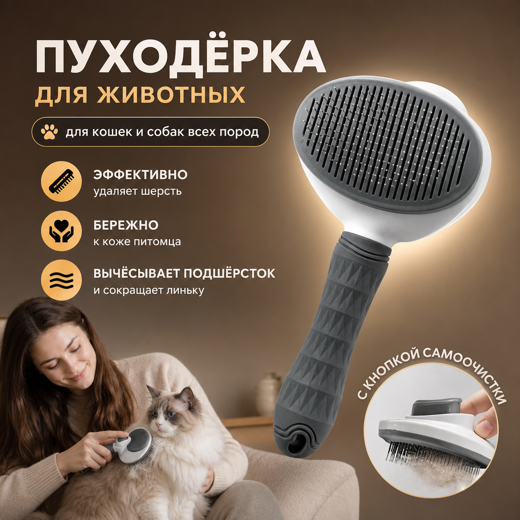 Фурминатор для вычесывания подшерстка питомцев, профессиональный уход, удаление подшерстка, снижает линьку