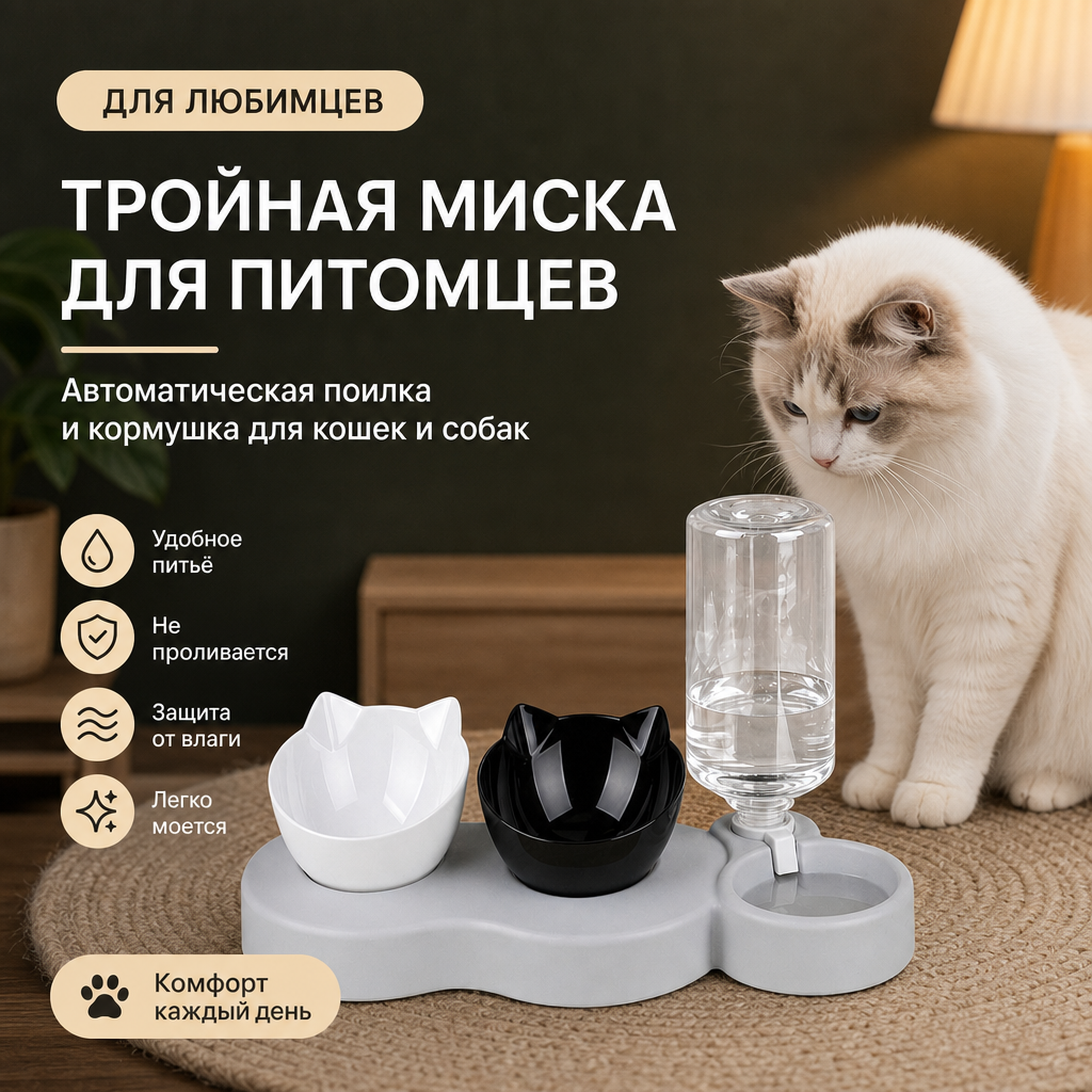 Автоматическая кормушка для кошек и собак, безопасный, нескользящий