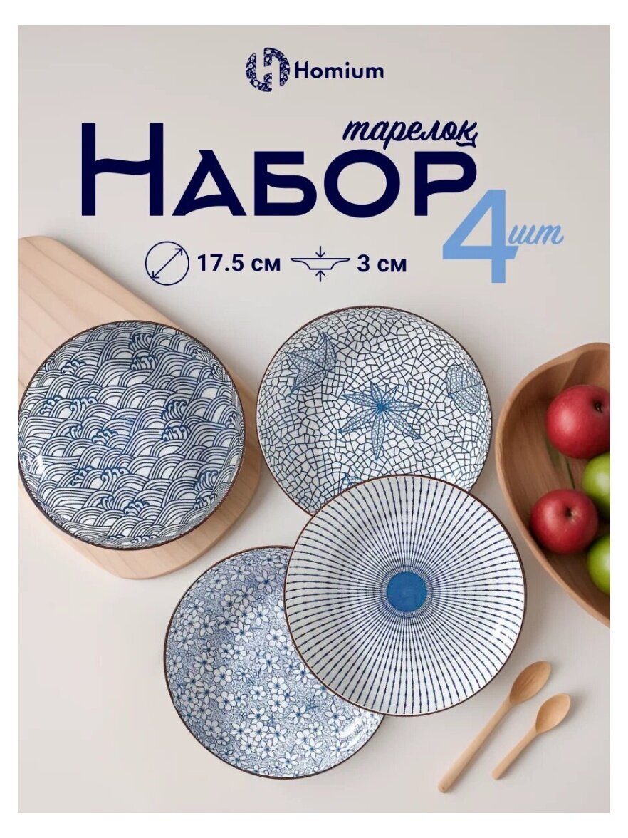 Набор тарелок Zdk Kitchen Japanese Collection 4 шт, голубой 17,5 см (371594)
