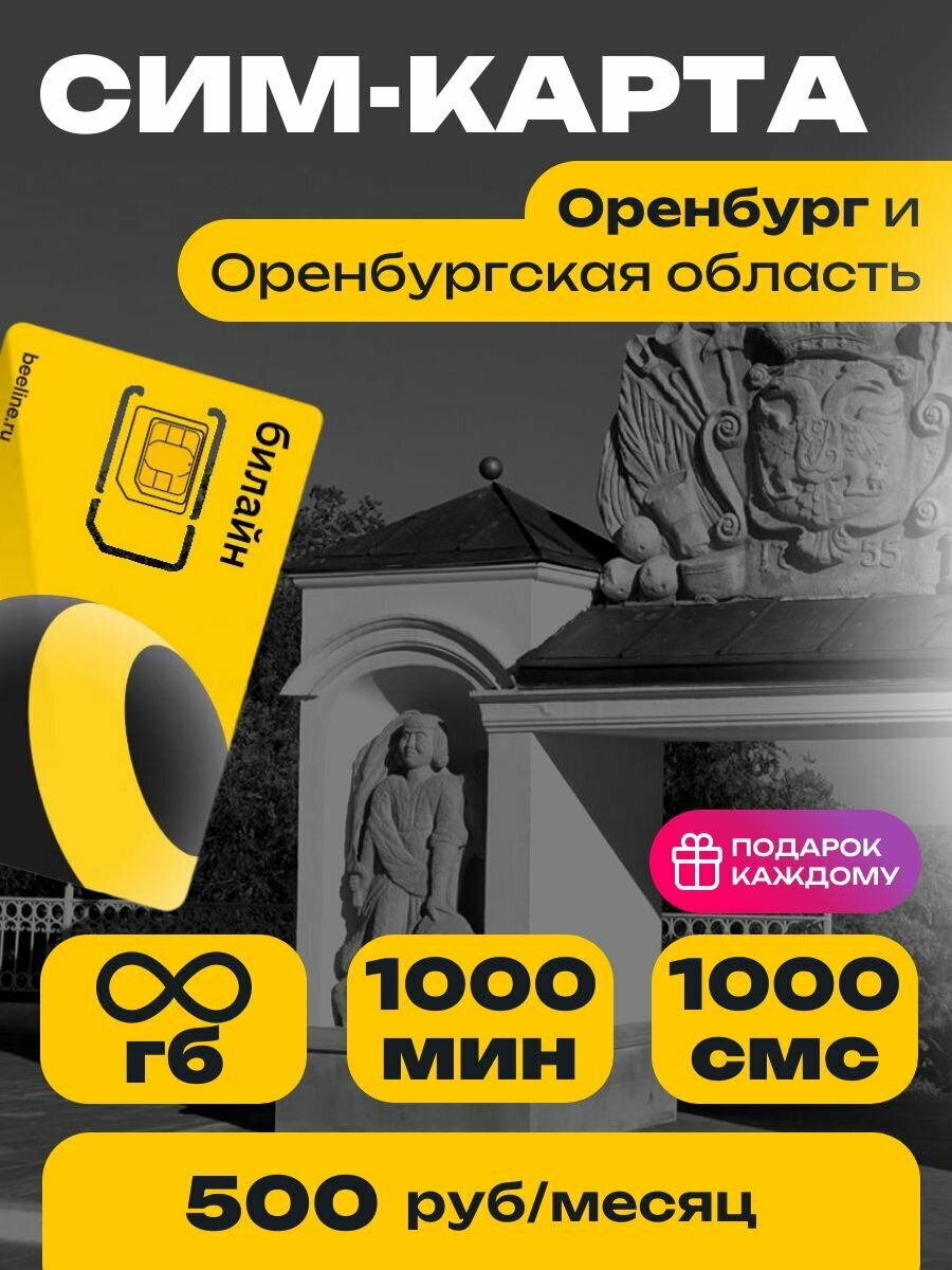 Сим-карта Билайн тариф Эксклюзивный Онлайн Оренбургская область Безлимитный интернет и 1000 минут за 500 руб.