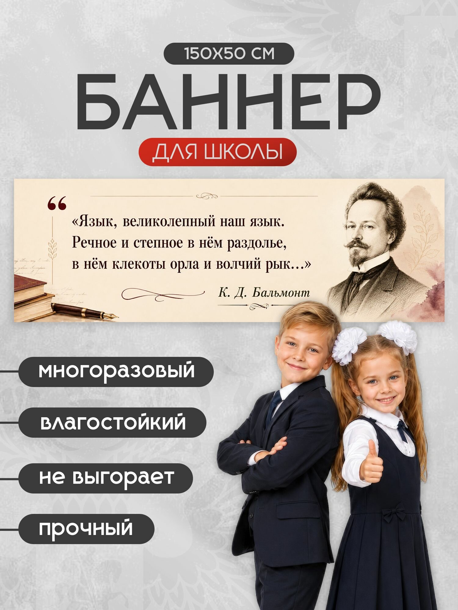 Плакат для школы баннер писатели и поэты