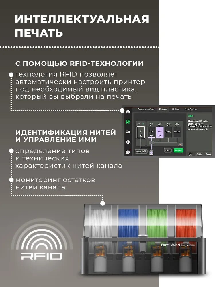 PLA Basic пластик Bambu Lab для 3D принтера, 1.75 мм, Серый, 1 кг — фото 1