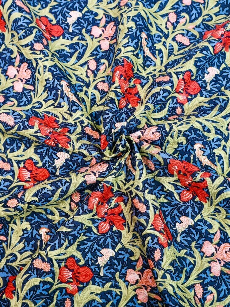 Хлопковая ткань Liberty William Morris, 100% хлопок, поплин 40S, цветочный принт, 145 см, 105 г/м, для шитья и рукоделия