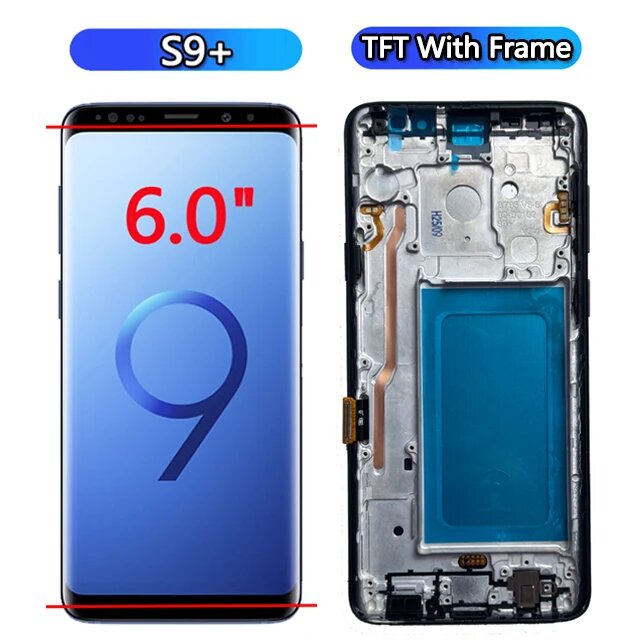 Новый AMOLED-дисплей для Samsung Galaxy S9 S9+, сенсорный экран в сборе с Синий, S9P TFT With Frame