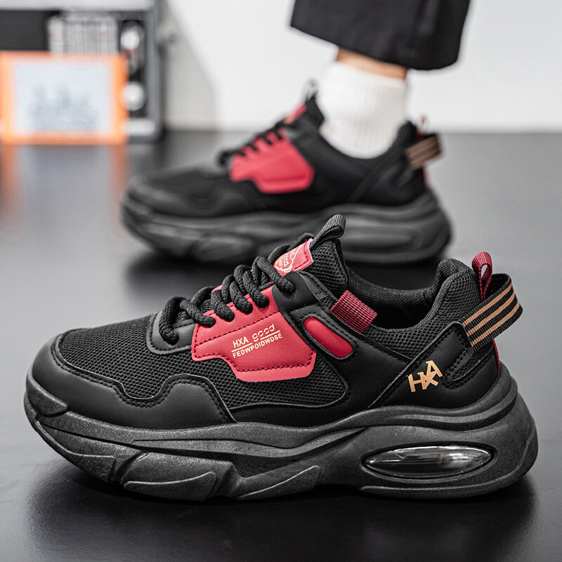 JYL Сникерсы мужские Весна Ходьба Легкость Дышащая сетка/H661 black red