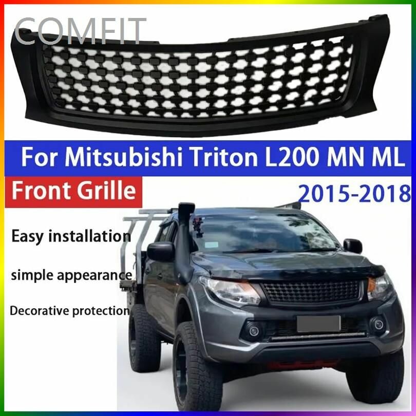 Передняя бамперная накладка с сетчатой решеткой в гоночном стиле для Mitsubishi Triton L200 2015-2018