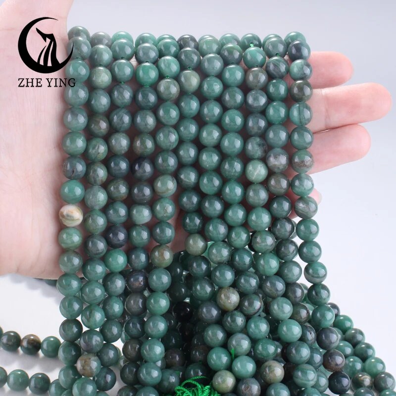 Бусины Zhe Ying аметист кварц 6 8 10 мм 15" Зеленый, 10-10.5mm(35-37pcs), 88Green mica L.1