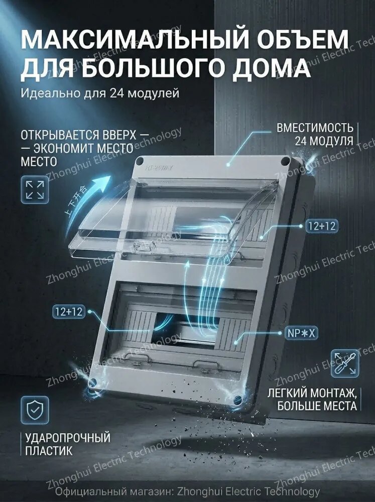 Бокс для автоматов влагозащищенный HT (2/5/8/12/18 модулей), прочный уличный электрический ящик IP65