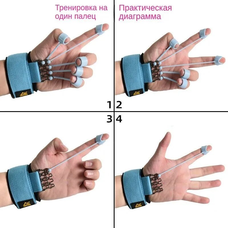 Мини-тренажер для пальцев 40 фунтов, синий браслет, для реабилитации и тренировок рук — фото 1