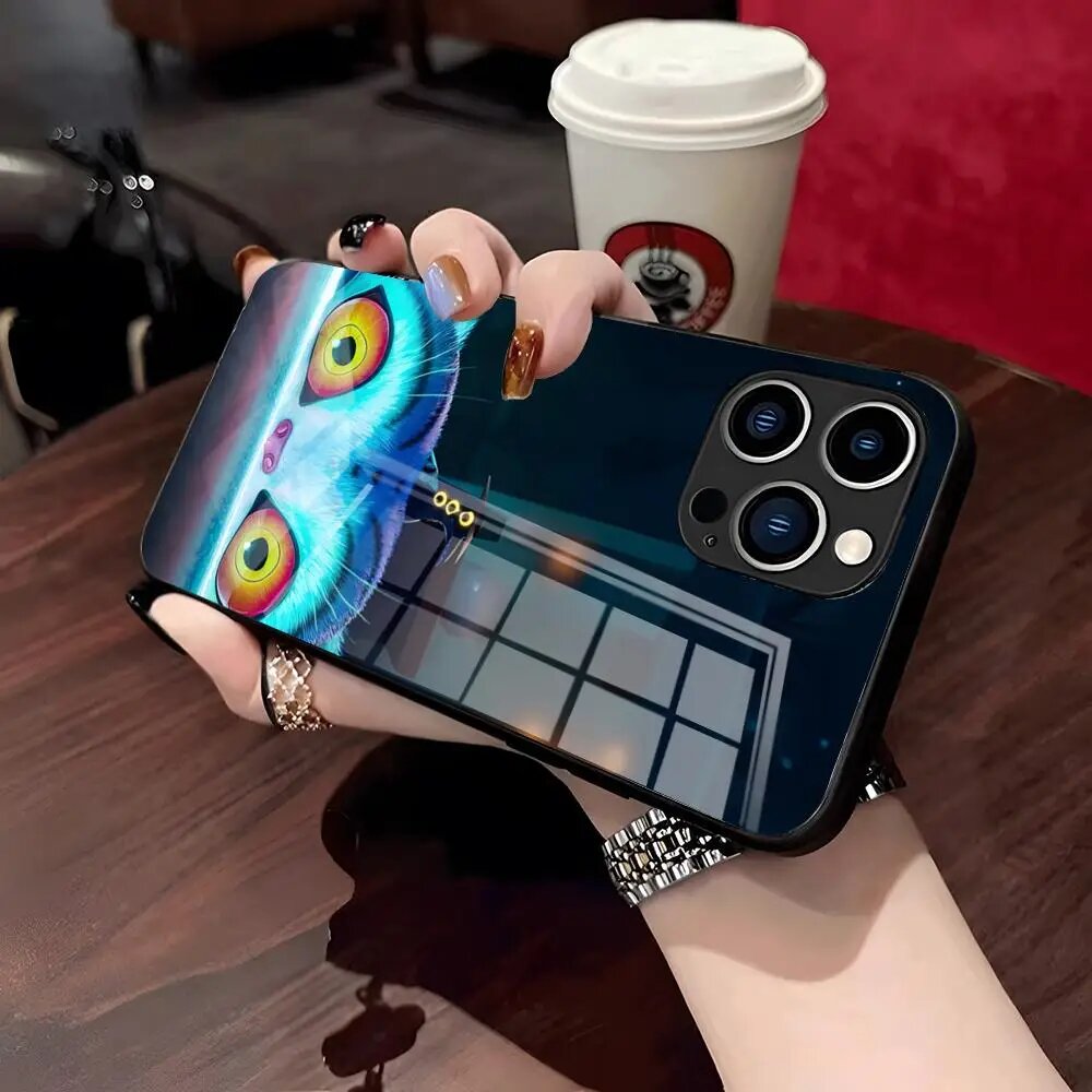 Противоударный стеклянный чехол Kpop D-Demon H-Hunters для iPhone 17 Pro Max, 15 Pro, 16, 14 Plus, 12, 13 Mini, 11 Pro