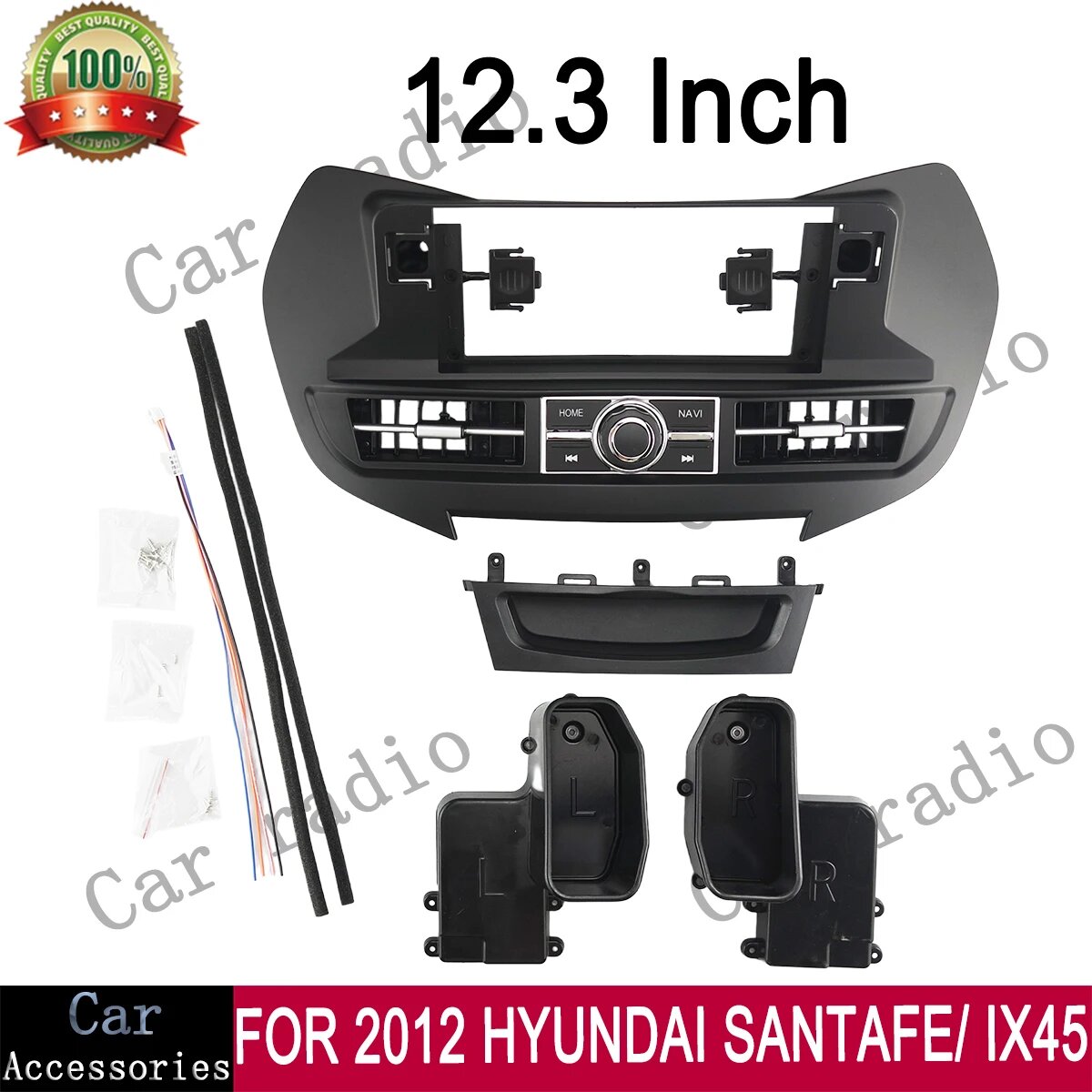 Для HYUNDAI SANTA FE/IX45 2012 года: 12,3-дюймовая автомагнитола Android, рамка для головного устройства, панель приборной панели, накладка на приборную панель