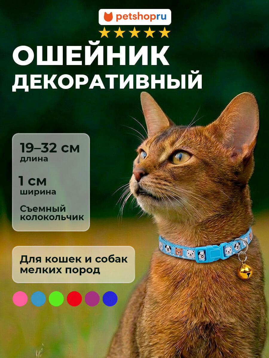 PETSHOP Ошейник для кошек и собак "Зорик", 19-32*1 см
