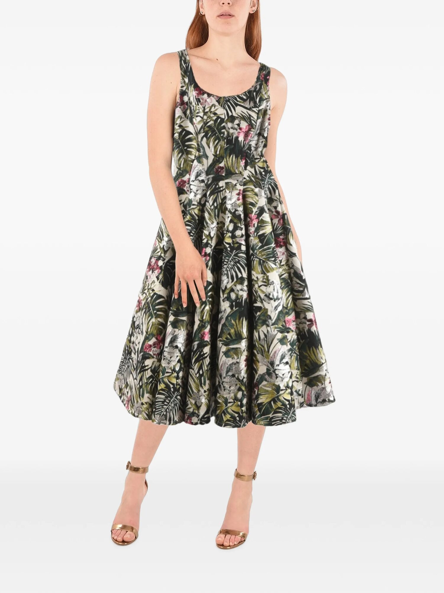 Платье Floral-print sleeveless midi dress