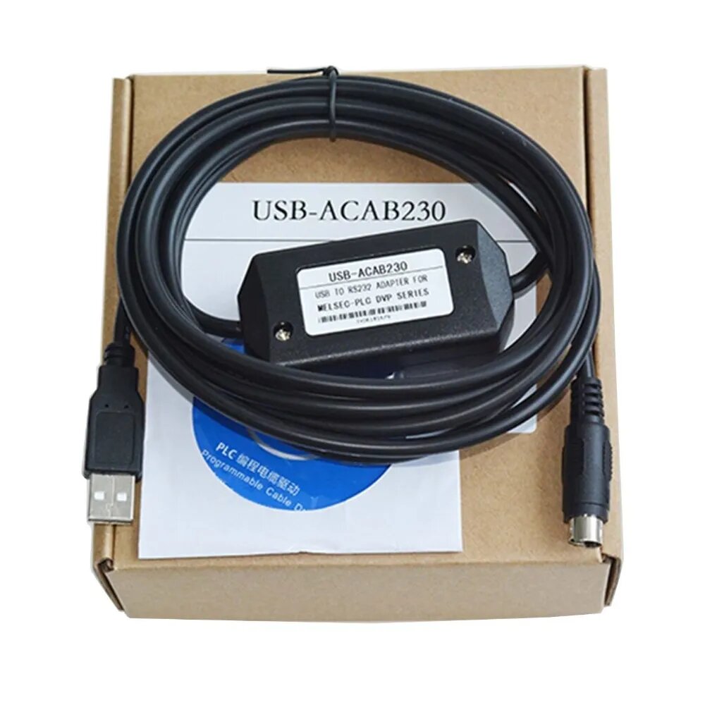 USB-ACAB230 Delta кабель для программирования PLC DVP серии, USB-RS232, цветной