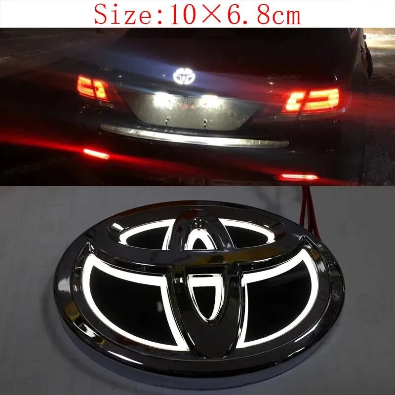 Светодиодная эмблема Toyota передняя LED, подсветка логотипа авто для Corolla, Rav4, Yaris, CHR, Hilux, Camry, Land Cruiser, Supra, Wish, Auris, Avensis