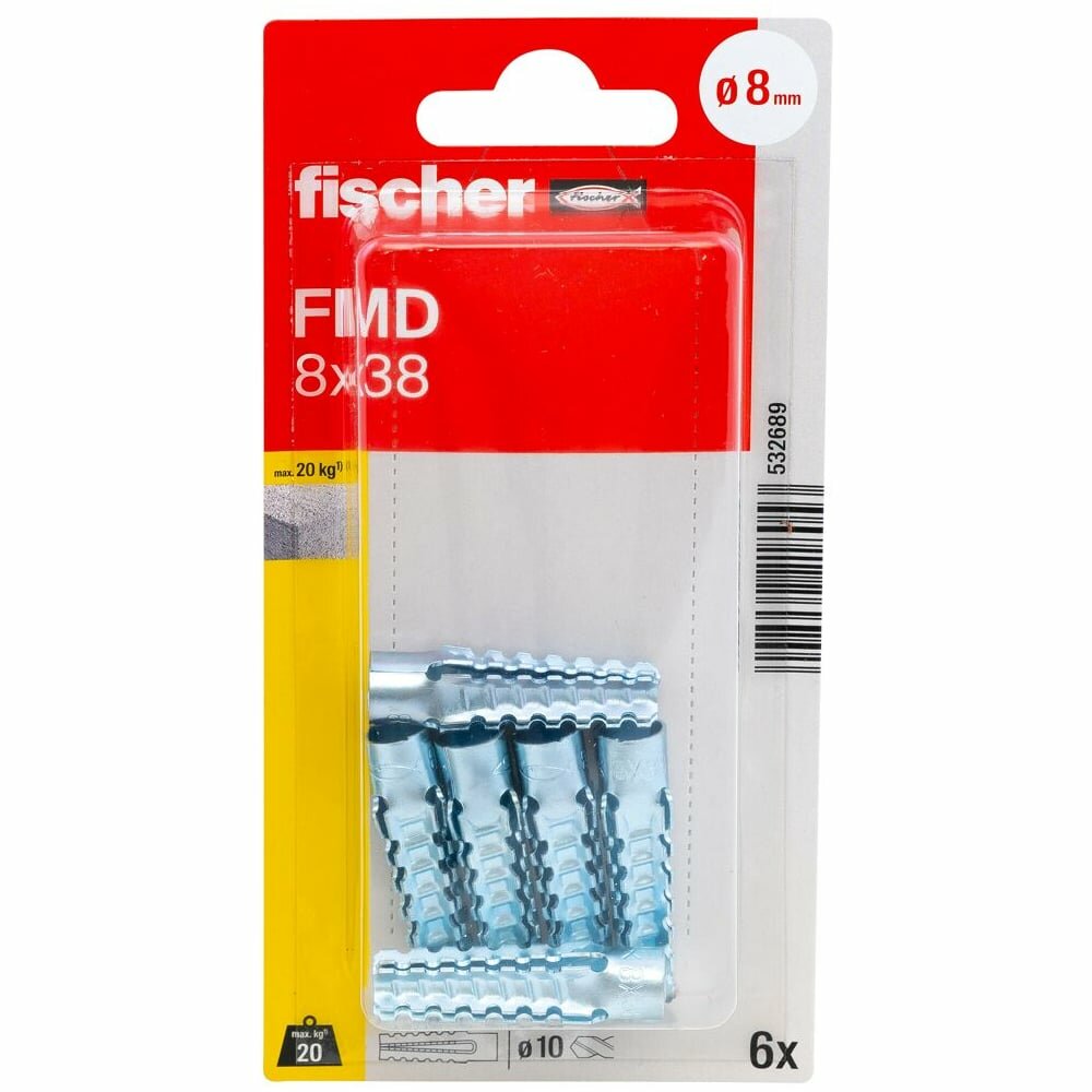 Дюбель распорный fischer металл FMD 8x38 K_6 шт. 532689