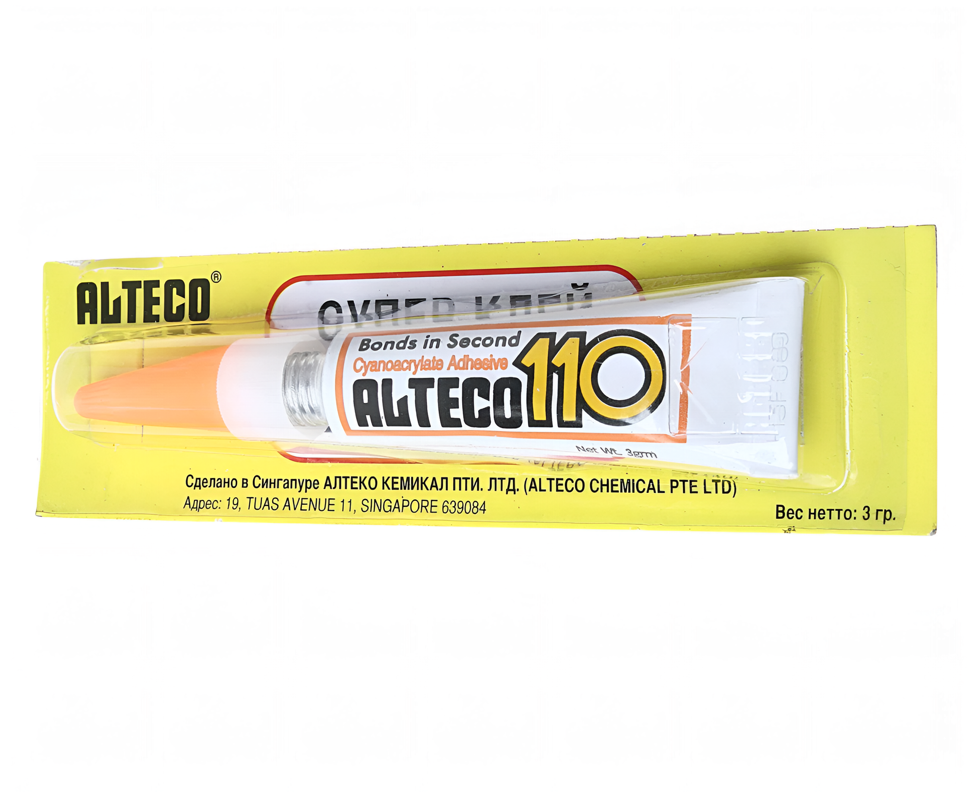Универсальный суперклей ALTECO ALT001, 3 г для пластика, металла, керамики.