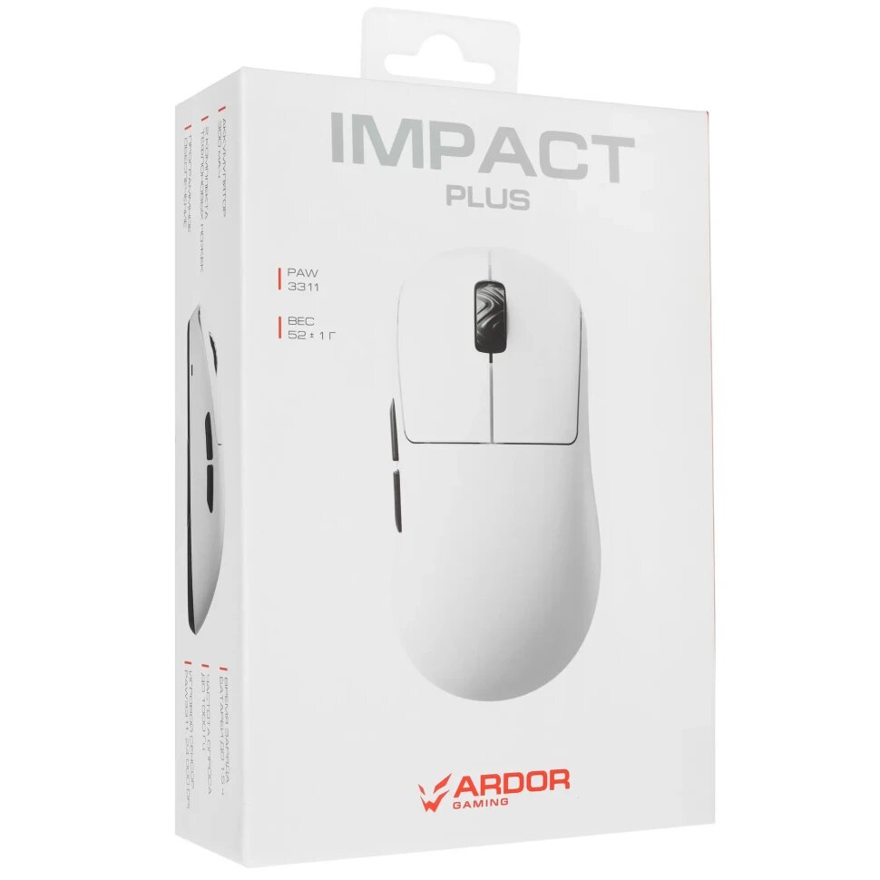 Мышь беспроводная/проводная ARDOR GAMING Impact Plus [ARDW-IMT3311-WT] белый