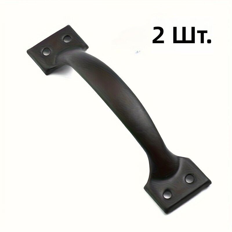 Дверные ручки из черного чугуна, 2 шт, с винтами в комплекте, для гаражных ворот, сарая и хозяйственных построек