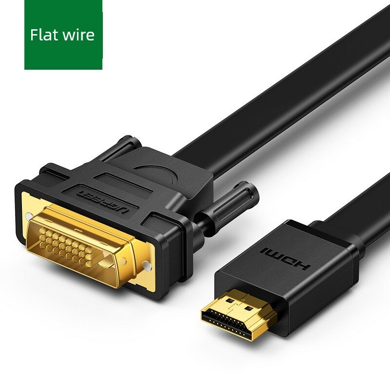 Кабель-адаптер HDMI в DVI с плоским разъемом двухсторонний 1.5 метра для подключения монитора и ноутбука передача