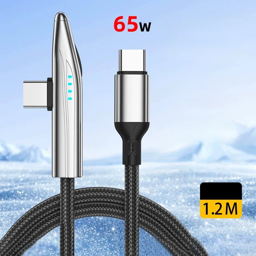Кабель USB-A/Type-C на Type-C 60/240/100 Вт, в форме скоростного поезда, для быстрой зарядки, 90° ° Зарядное устройство Type-C углового типа для Samsung S25 и iPhone 16